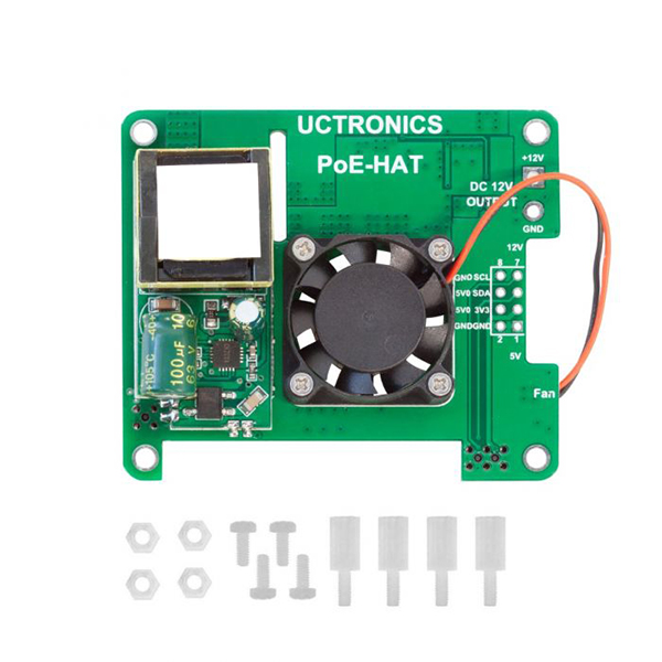 UCTRONICS PoE HAT 5V 3A for Raspberry Pi 4B, 3B+ and 802.3af/at PoE ...
