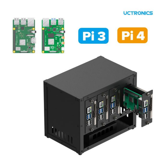 UCTRONICS Upgraded Complete Enclosure for Raspberry Pi Cluster(Pi 4B ...