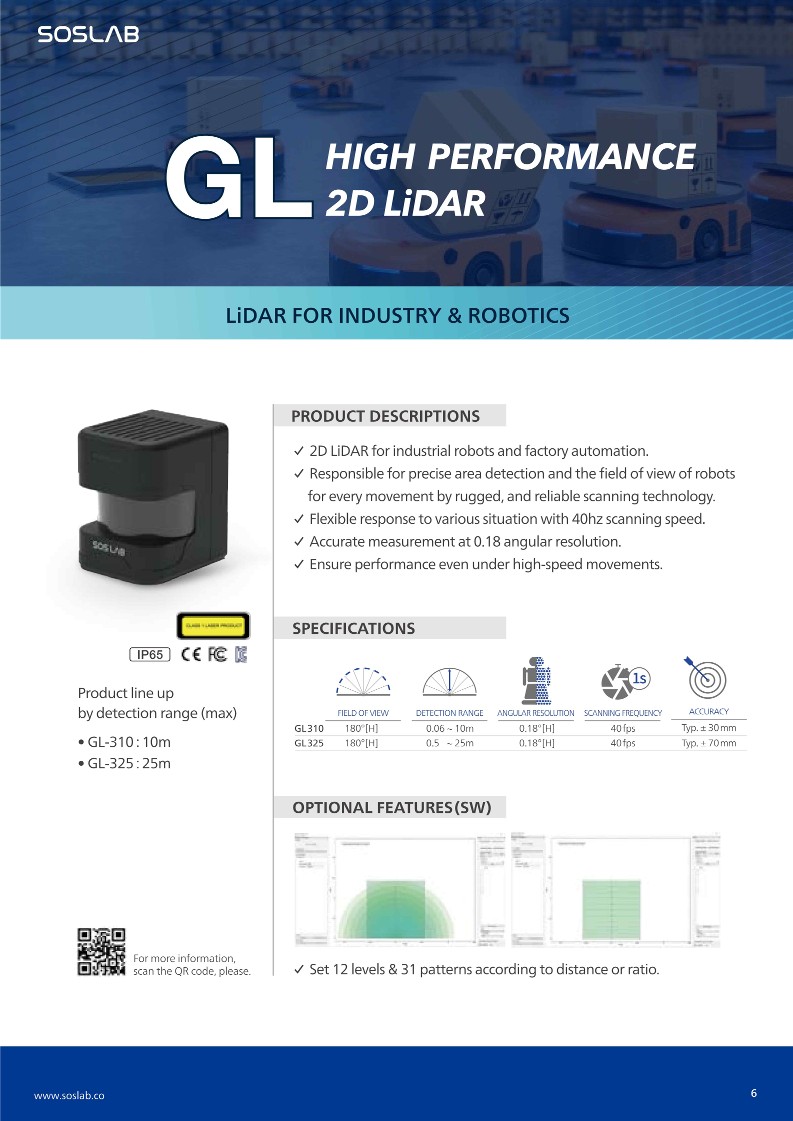 180˚ 환경 스캐닝 2D LiDAR [GL-310] / 디바이스마트