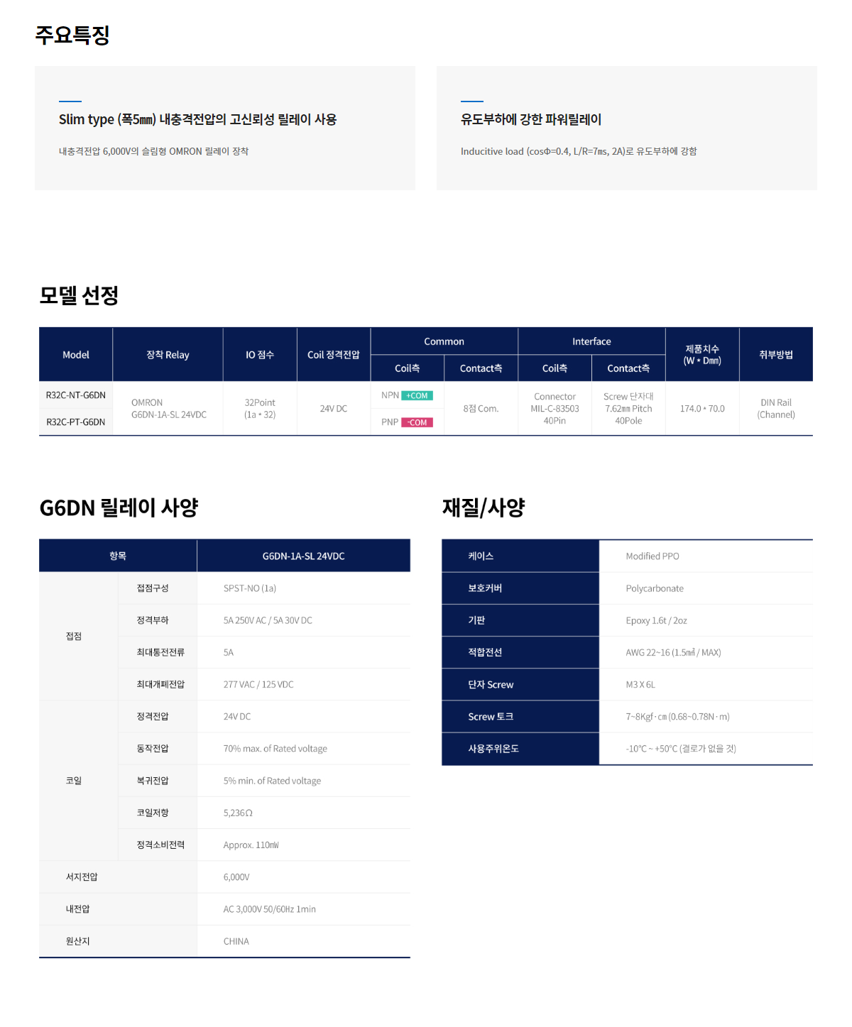 인터페이스 릴레이 보드 R32C-NT-G6DN / 디바이스마트