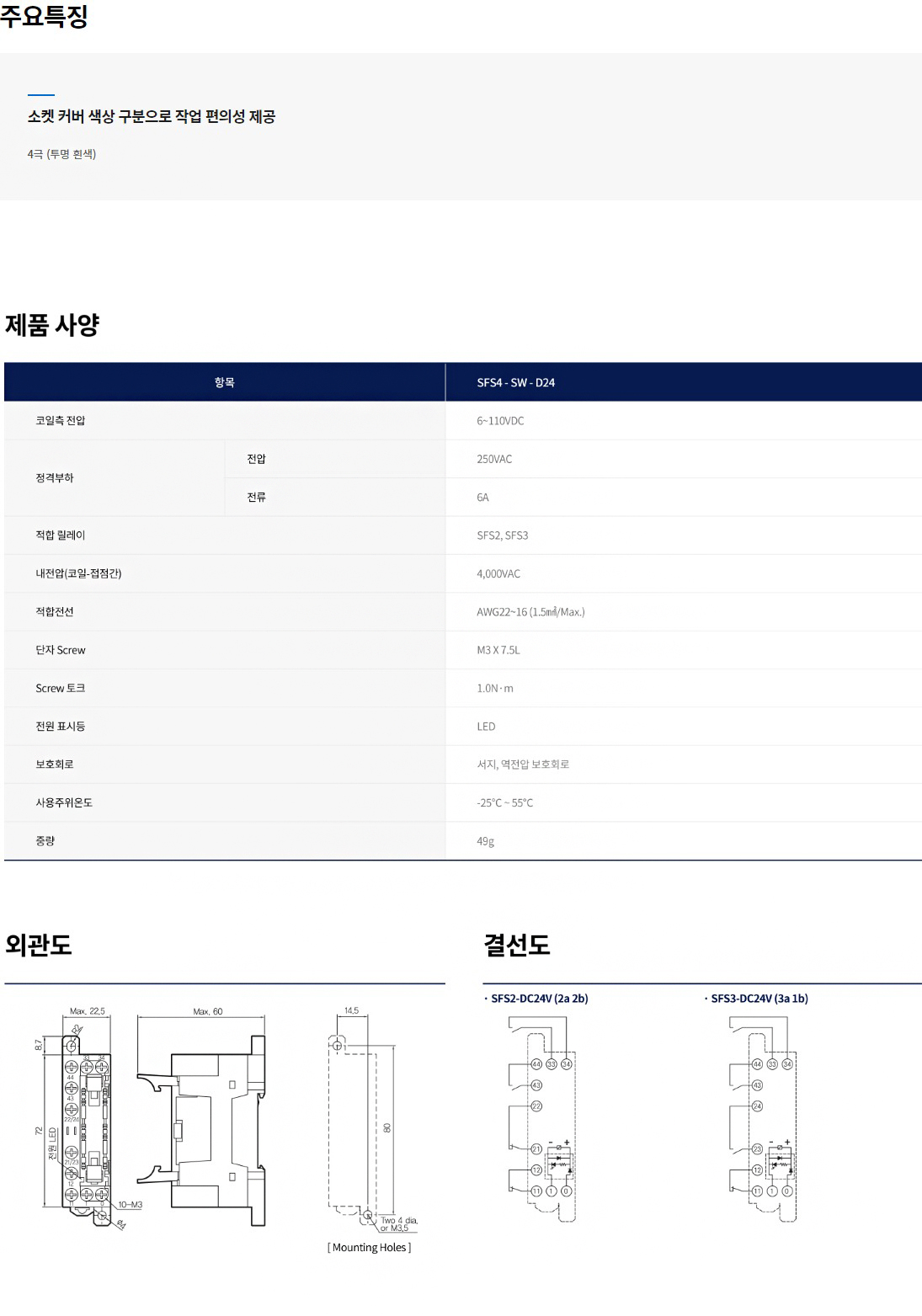 세이프티 릴레이용 소켓 SFS4-SW-D24 / 디바이스마트