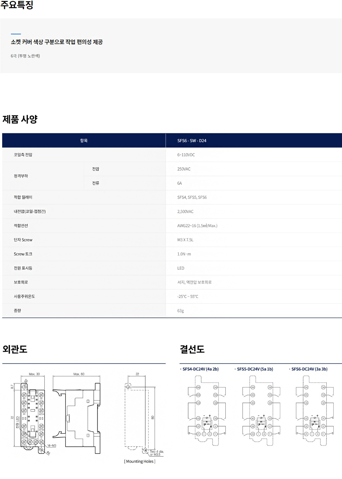 세이프티 릴레이용 소켓 SFS6-SW-D24 / 디바이스마트