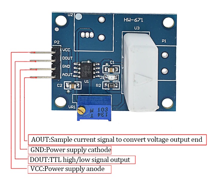 WCS1800 홀 전류 센서 모듈 35A [SZH-MIN027] / 디바이스마트