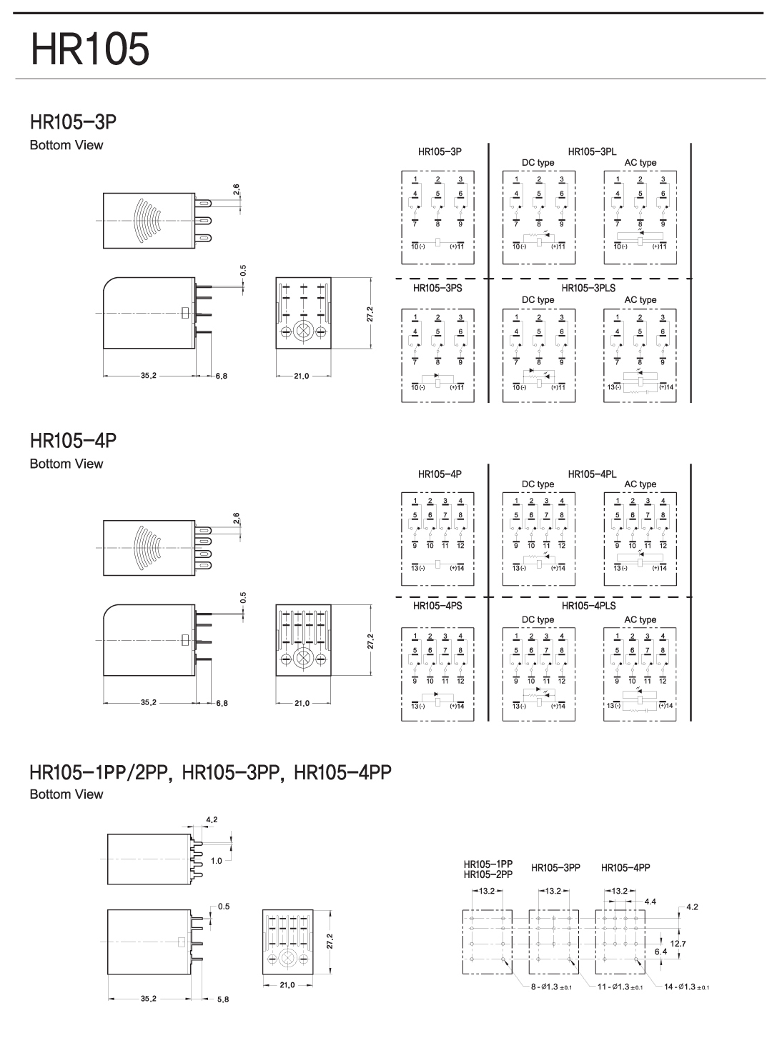 범용릴레이 HR105-2P DC24V (LED타입) / 디바이스마트