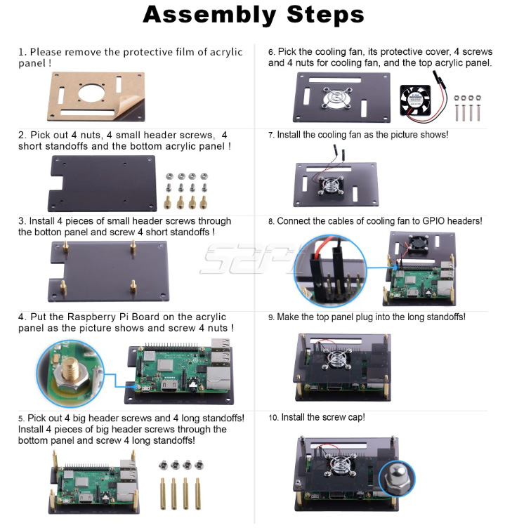 Raspberry Pi 4B/2B/3B/3B+ 냉각팬 아크릴 케이스(투명) [ZP-0025] / 디바이스마트