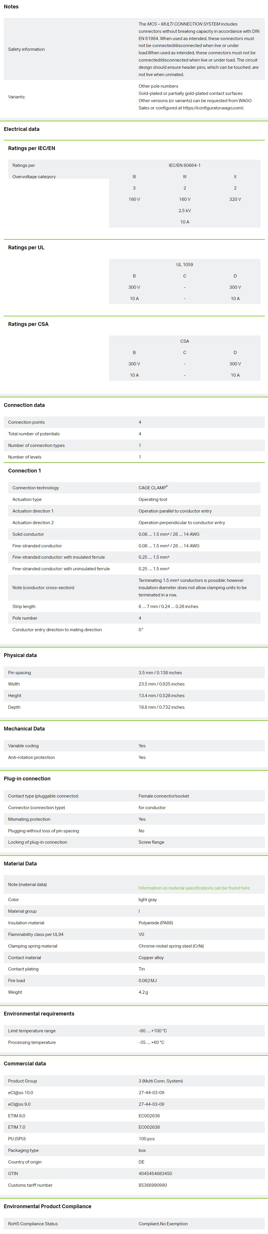 스프링식 커넥터 734-104/107-000 / 디바이스마트
