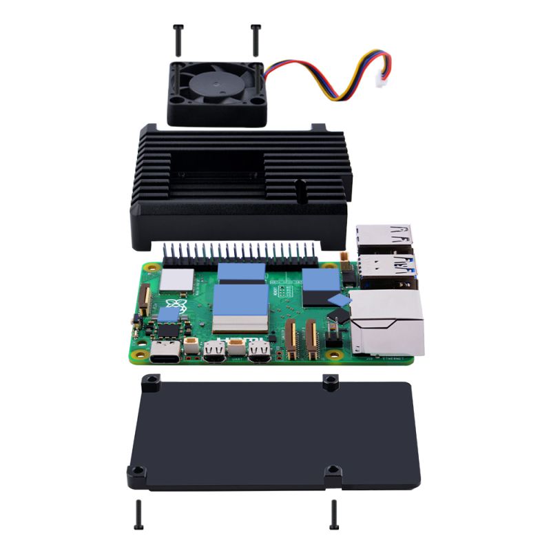 라즈베리파이5 히트싱크 쿨링팬 알루미늄 케이스 [C-0049] / 디바이스마트