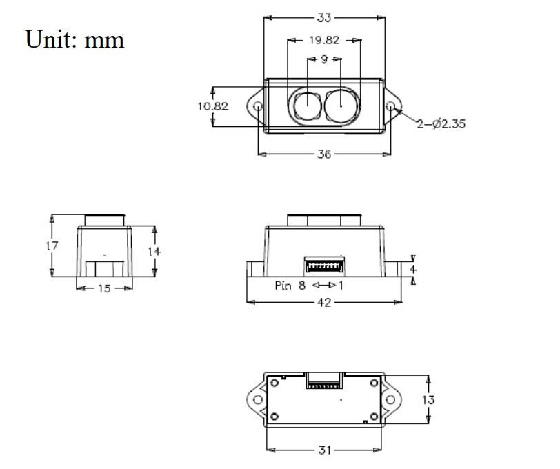 TOF IR Distance Sensor (0.2~12m) [SEN0413] / 디바이스마트