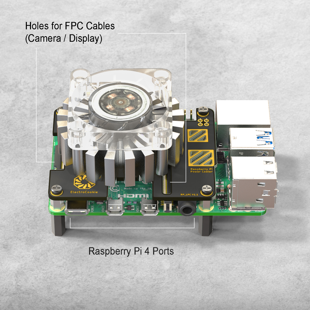 라즈베리파이 쿨러 Pi 4 전용, 대형 Radial Tower 파워 쿨러 [RGB LED 쿨링팬] / 디바이스마트