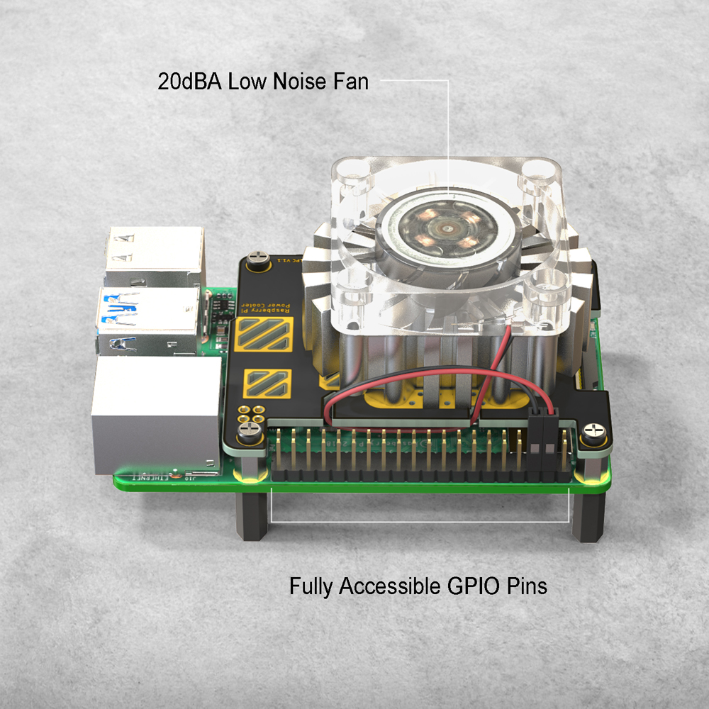 라즈베리파이 쿨러 Pi 4 전용, 대형 Radial Tower 파워 쿨러 [RGB LED 쿨링팬] / 디바이스마트