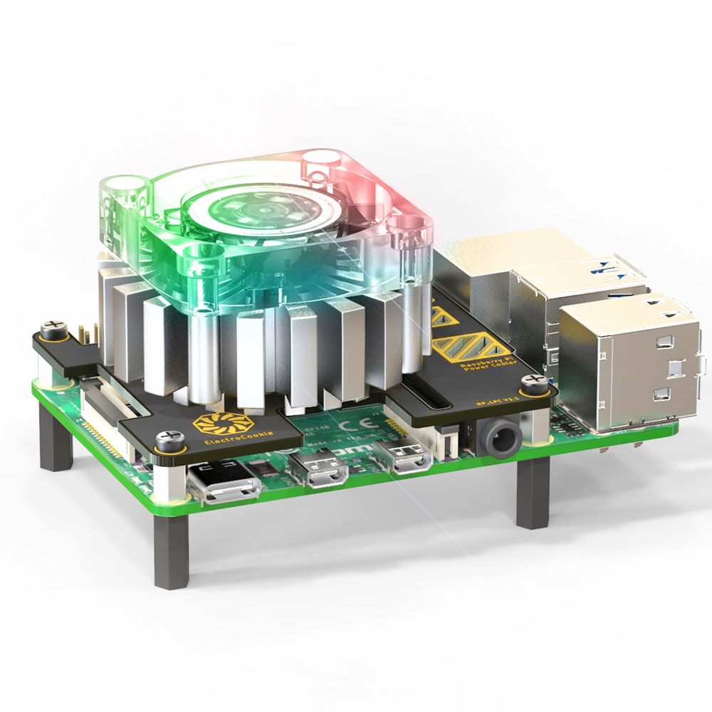 라즈베리파이 쿨러 Pi 4 전용, 대형 Radial Tower 파워 쿨러 [RGB LED 쿨링팬] / 디바이스마트
