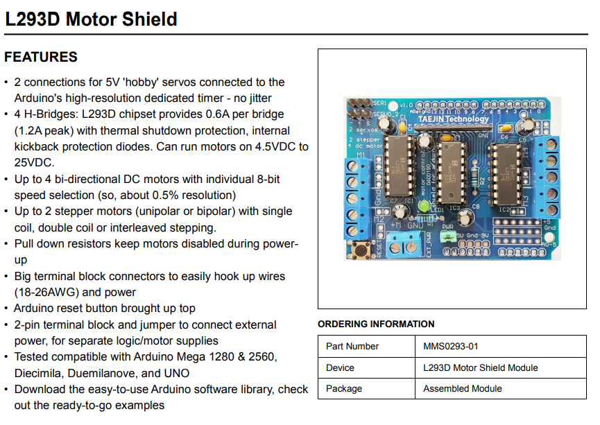 L293D Motor Shield Module / 디바이스마트