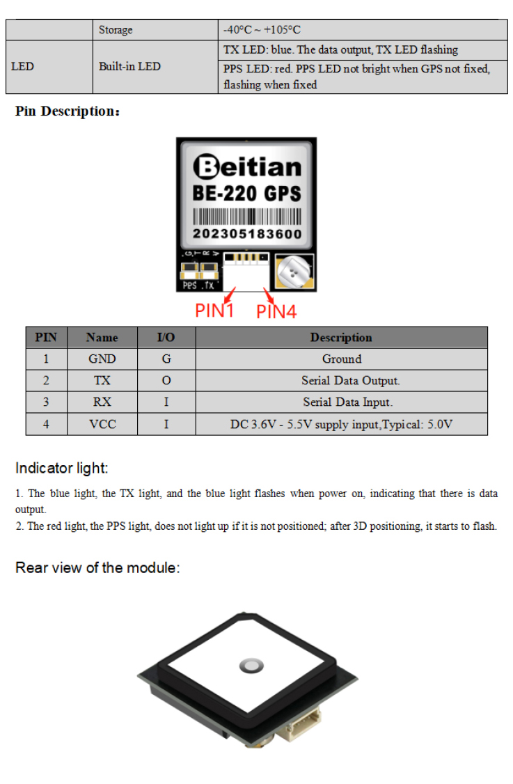 고정밀 미니 GPS 모듈 [BE-220] / 디바이스마트