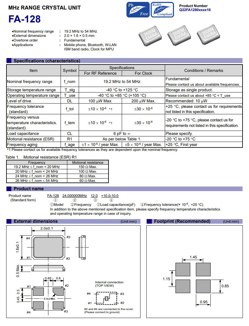 FA-128 26.000000 MHz 10.0 +10.0-10.0 / 디바이스마트