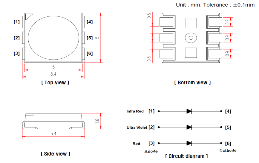 5056 IR UV RED 3색 SMD LED / 디바이스마트