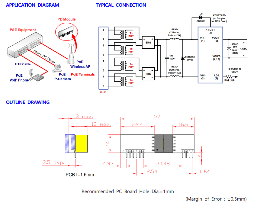 12V High Power PoE PD Module [MHPDI-MOD-12VT] / 디바이스마트