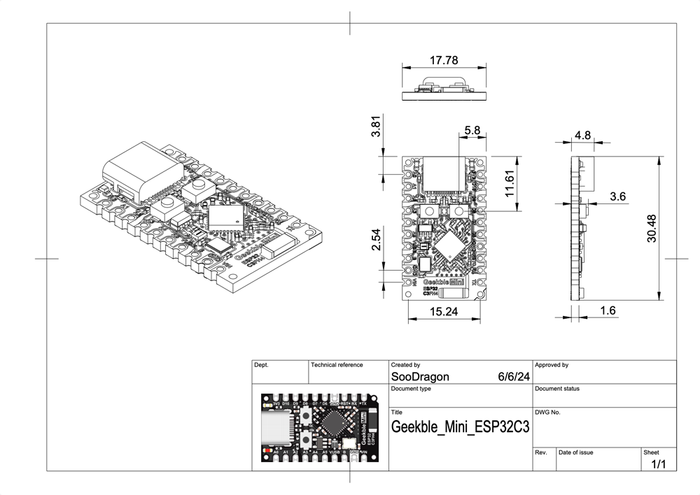 긱블 미니 ESP32-C3 아두이노 모듈 (헤더 납땜 버전) / 디바이스마트