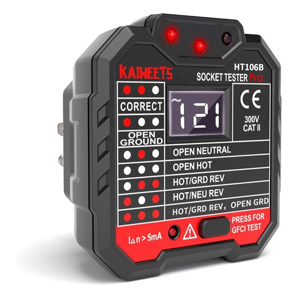 Outlet Tester 48-250V, Receptacle Tester with Voltage Display / 디바이스마트