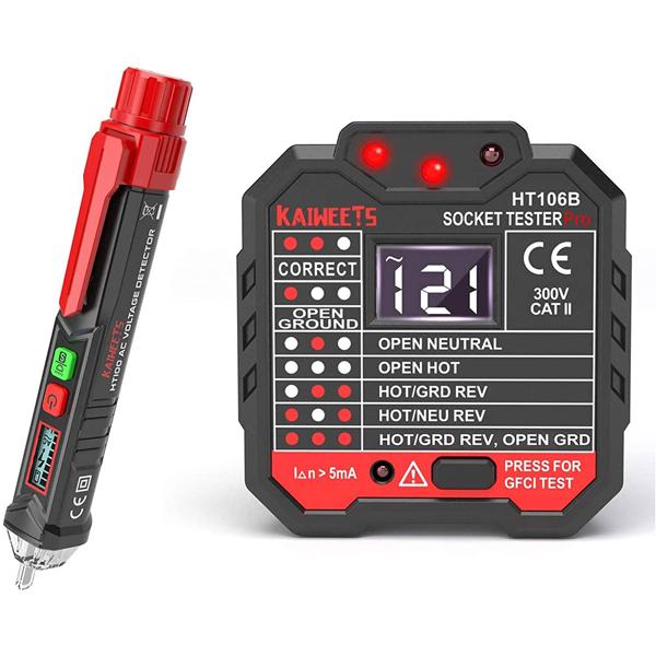 Non-Contact Voltage Tester & Electrical Outlet Tester(Multi-Tester ...