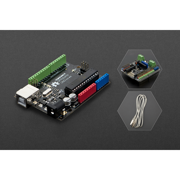 DFRduino UNO R3 with IO Expansion Shield and USB Cable A-B [DFR0216-2] / 디바이스마트