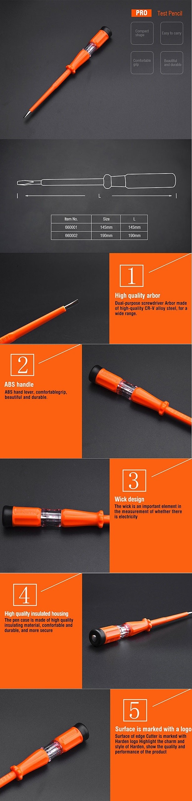 검전 드라이버 660001 1EA 사용범위(V) 250 전장(mm) 145 / 디바이스마트