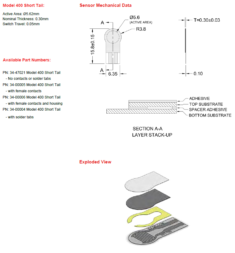 압력센서 FSR 400 Short Solder Tabs [34-00004] / 디바이스마트