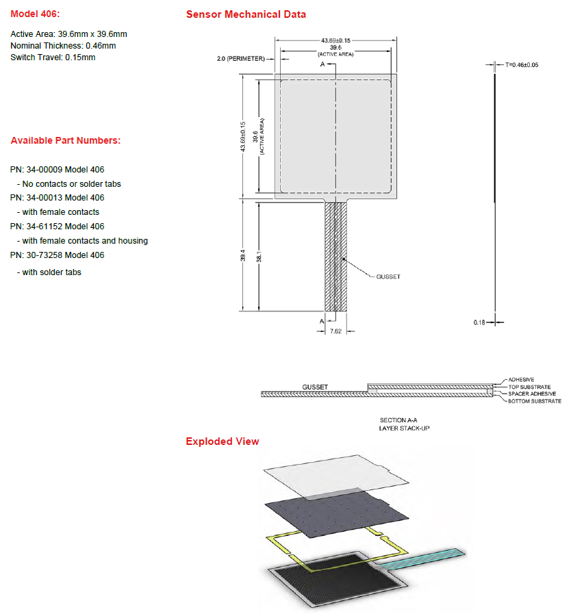 압력센서 FSR 406 Solder Tabs [30-73258] / 디바이스마트