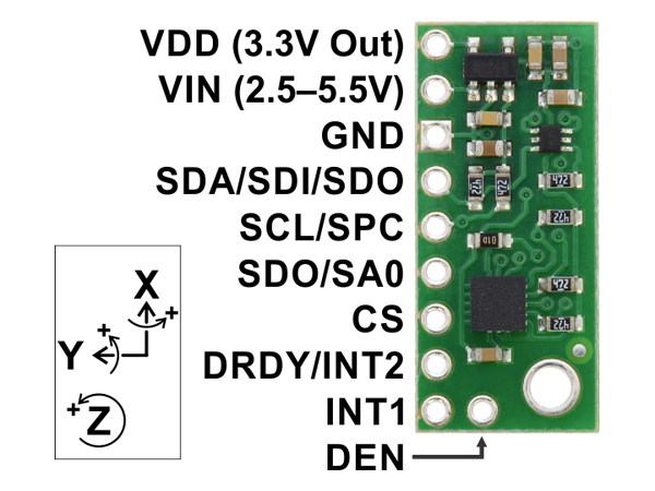 L3GD20H 3-Axis Gyro Carrier with Voltage Regulator #2129 / 디바이스마트